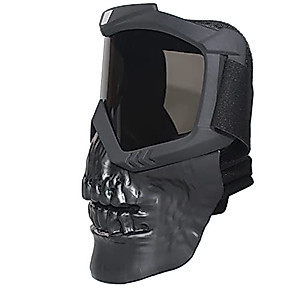 Skull Motorcycle Goggles with Removable Face Mask，Anti-UV Adjustable MX Riding Offroad Cycling Motorbike Protective Glasses Dirt Bike ATV Motocross Eyewear Racing Combat Tactical Military Goggles