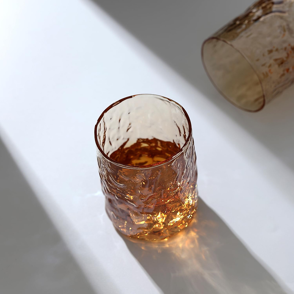 Whiskey Glasses Set 4, Amber Colored Rocks Glasses, 9 oz Old Fashioned Glass for Whisky, Scotch, Bourbon, Rum and Cocktail, Unique Gift for Wedding, Birthday and Anniversary, Lowball Drinking Glasses
