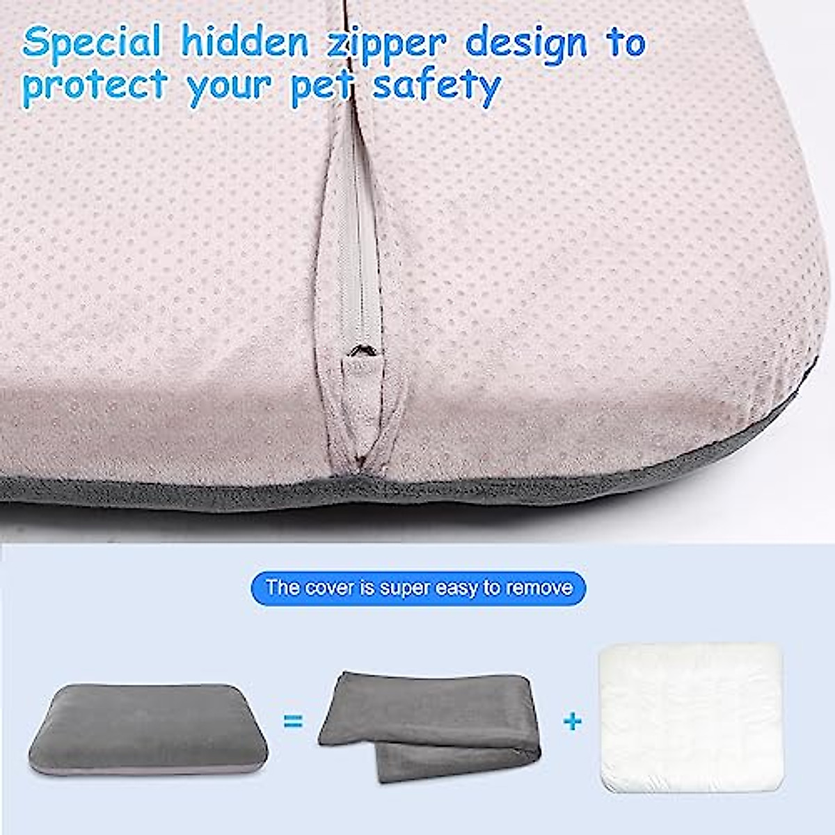 Magic Dog Super Soft Large Dog Bed, 39 Inches Big Dog Beds Orthopedic Foam Pet Beds with Anti Slip Bottom, Dog Sleeping Mattress with Removable and Washable Cover, Light Grey