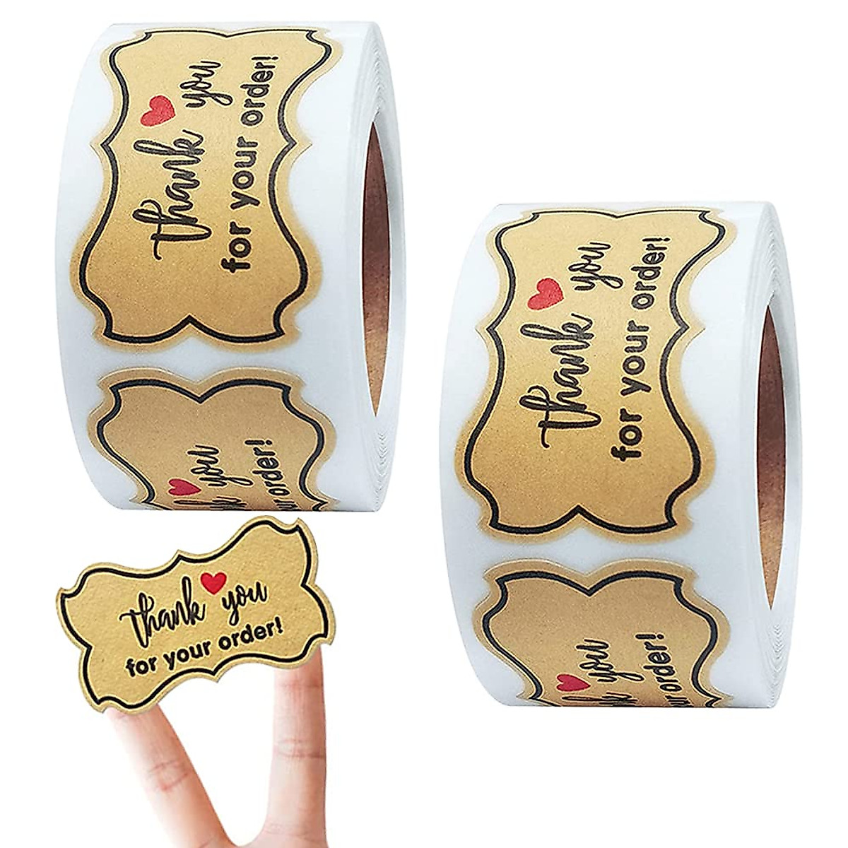 Thank You for Your Order Stickers, ROJMHS Thank You for Purchasing Stickers, Kraft Paper Thank You Stickers 2 inch Roll, Small Business Labels for Packaging(600pcs)