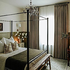 TWOPAGES Liz Linen Curtain Linen Drapery Panel for Living Room Bedroom Patio Door (Custom) 1 Panel