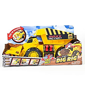Sunny Days Entertainment 2-N-1 Dig Rig – Dump Truck and Front End Loader with Lights, Sounds and Motorized Drive, Yellow, Large