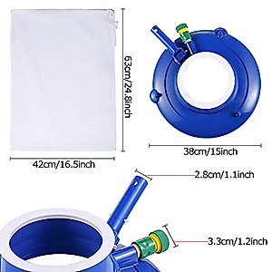 WSBART Pool Leaf Vacuum 15” Pool Leaf Sucker Swimming Pool Leaf Vacuum Cleaner for Above Ground Pool Inground Pool with Brush Mesh Bag Underwater Cleaner