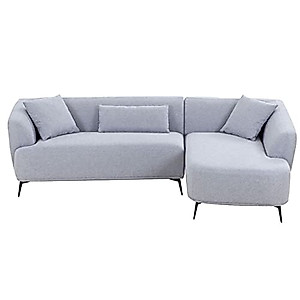 WXBDD L-Shape Sectional Sofa Couch with Chaise,Metal Legs,Light Grey
