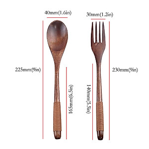 Antrader Wooden Spoons Forks Set Kitchen Tableware Dinnerware Flatware Eco friendly Natural Wood Cutlery Wooden Dinner Utensil Set, 4 Spoons and 4 Forks