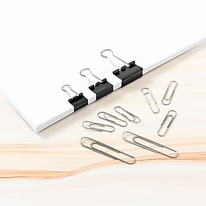 340PCS Paper Clips Binder Clips Paperclips Small Binder Clips Paper Clips Assorted Sizes (Black)