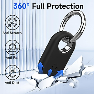 LDSXAY Compatible with Samsung Galaxy SmartTag2 Case, 2 Pack Scratch Resistant Silicone Protective Skin Cover for Galaxy SmartTag2 Case with Key Ring, Soft Touch (Black+Blue)