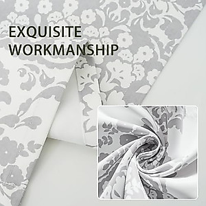 DriftAway Damask Curtains Valances for Windows Farmhouse Style Floral Medallion Patterned Samantha Kitchen Bedroom Livingroom Valance Curtain Single 52 Inch by 18 Inch Plus 2 Inch Header Gray