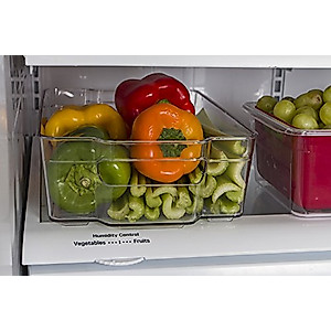 Kitchen Spaces KSL12-AMZ Large Bin Food Storage Organizer for Fridge and Pantry, 14.1" x 8.4" x 3.9", Clear
