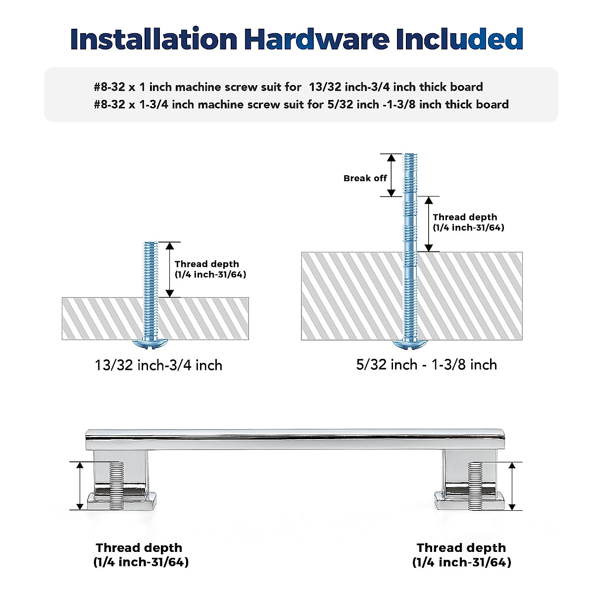 JOY DECOR 10 Pack Polished Chrome Cabinet Pulls Kitchen Handles for Cabinets 6 Inch Length with 5 Inch Hole Center Kitchen Cabinet Door Handles for Kitchen Cabinets and Dresser Drawers