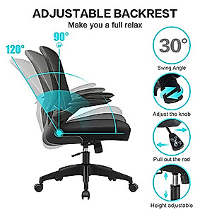 FelixKing Office Chair, Ergonomic Desk Chair with Adjustable Height, Swivel Computer Mesh Chair with Lumbar Support and Flip-up Arms, Backrest with Breathable Mesh (Black)