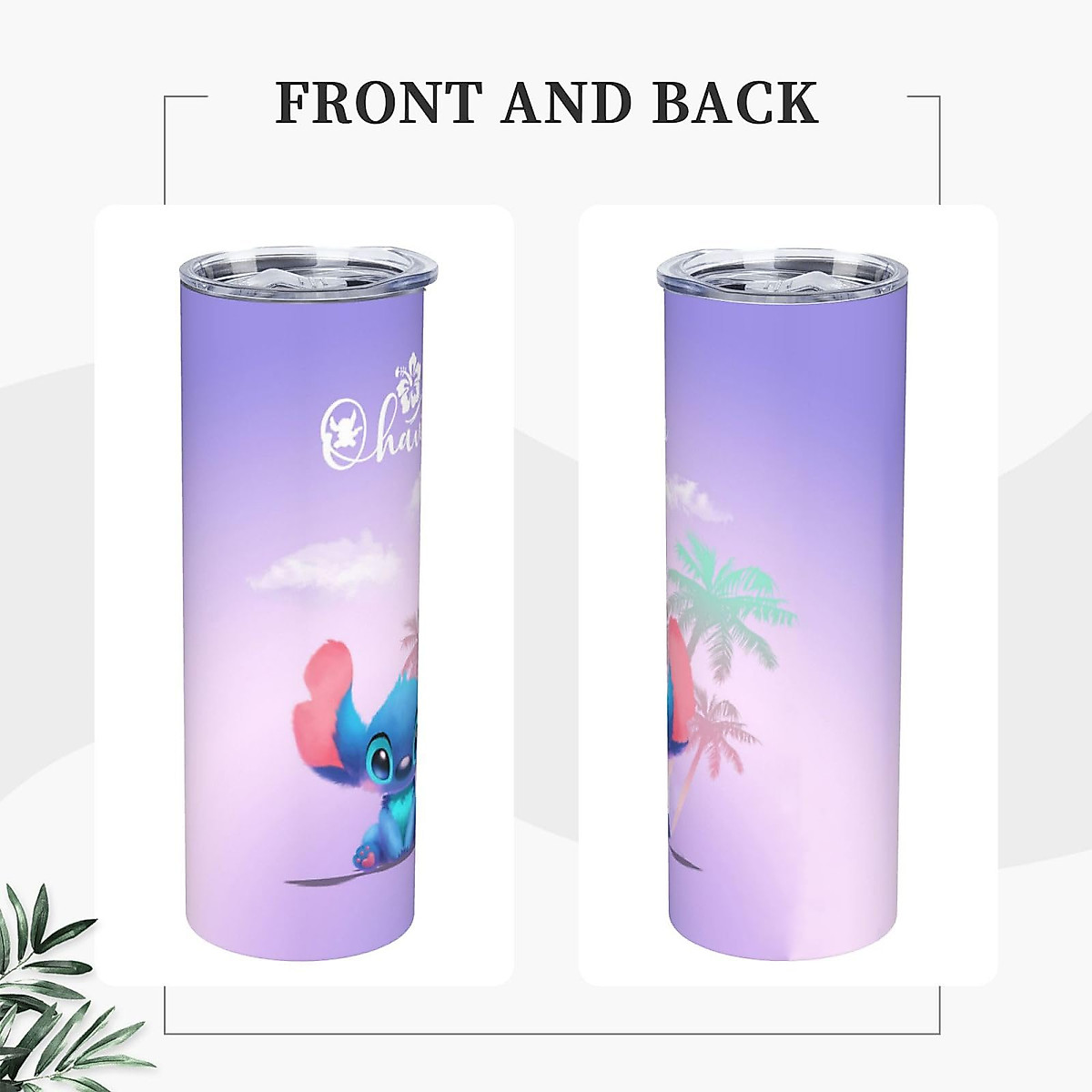 GASPOO Stitch Travel Coffee Mug Cup 20oz Double Wall Vacuum Insulated Stainless Steel Tumbler With Leak-Proof Lid And Straw For Ice And Hot Drink