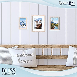 Icona Bay 8x10 Picture Frames with Removable Mat for 5x7 Photos (Light Oak, 5 Pack), Modern Style Wood Composite Frames, Table Top or Wall Mount, Bliss Collection