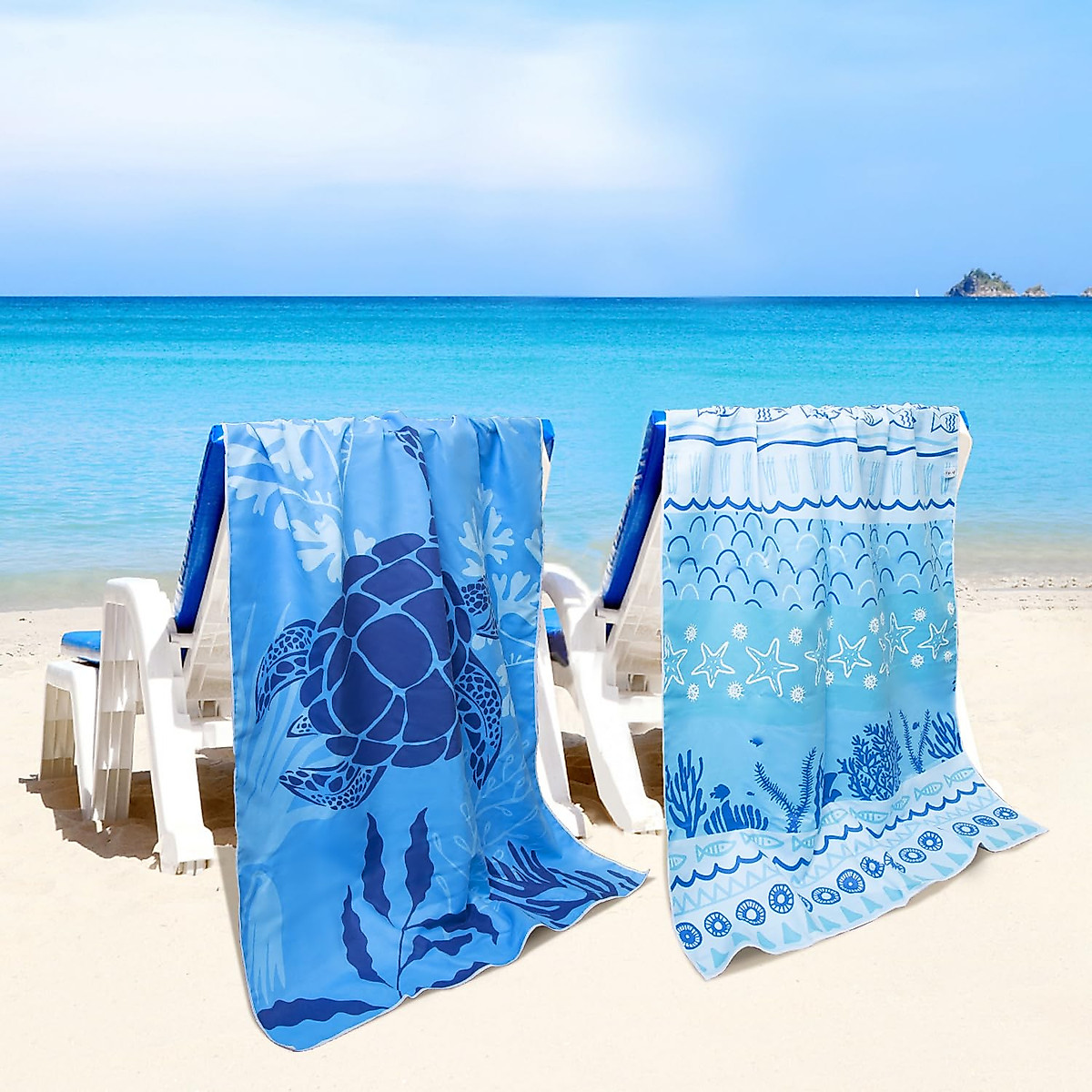 Airensky 2 Pack Microfiber Beach Towel, Oversized Pool Towel 72" x 36", Sand-Free Beach Towel, Quick Drying, Super Absorbent, Soft Breathable