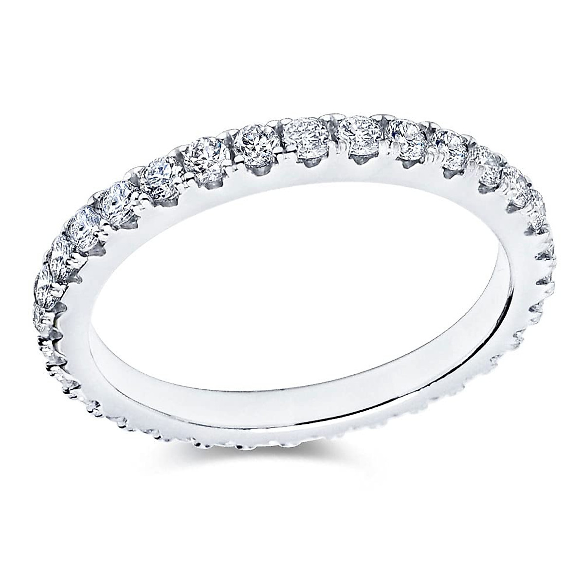 Bo.Dream 2.2mm Round Cubic Zirconia CZ Wedding Full Eternity Band Rings Sterling Silver Size 7