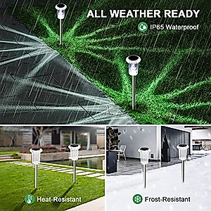 Solar Pathway Lights Solar Outdoor Lights Solar Sidewalk Lights 8 Pack LED Crystal Stainless Steel Waterproof Solar Path Light Garden Stake Lights Yard Lights for Lawn Patio Walkway Landscape Lighting
