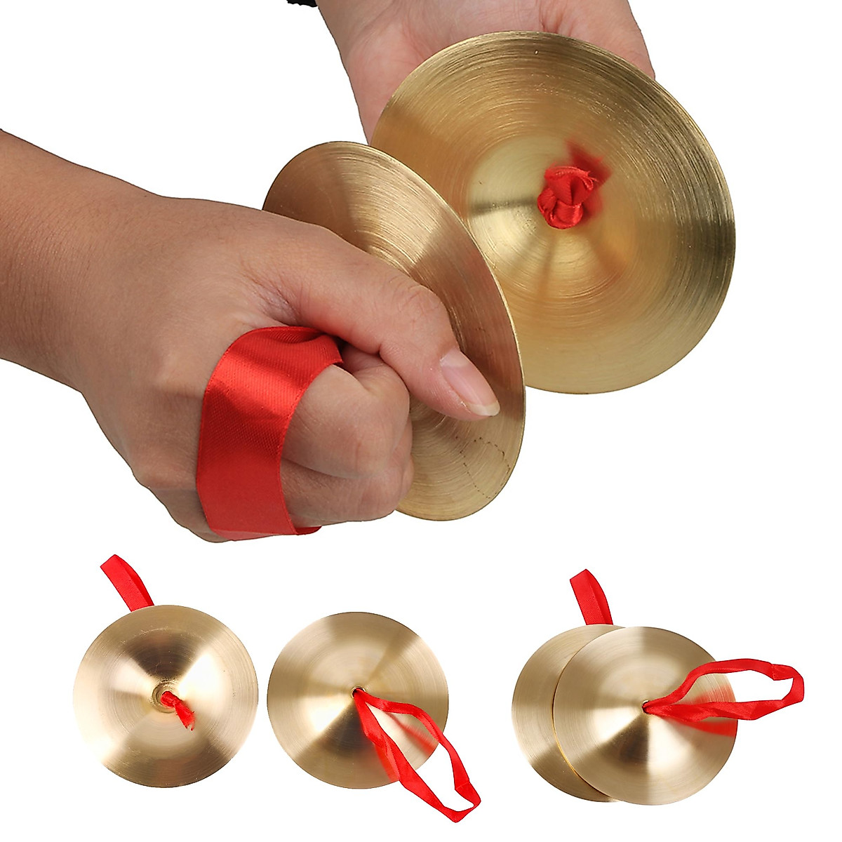 9cm Diameter Small Brass Hand Cymbal Gong Band Rhythm Percussion Musical Parts Pack of 2