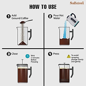 French Press Coffee Maker Stoneware Vintage Cafetiere 34 Ounces Insulated Heat Retention Dishwasher Safe (Pink)