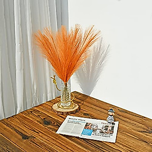 ONLY ART 20pcs Orange Artificial Silk Pampas Grass 17” for Mother's Day Home Kitchen Wedding Party Special Event Spring Holiday Decorations