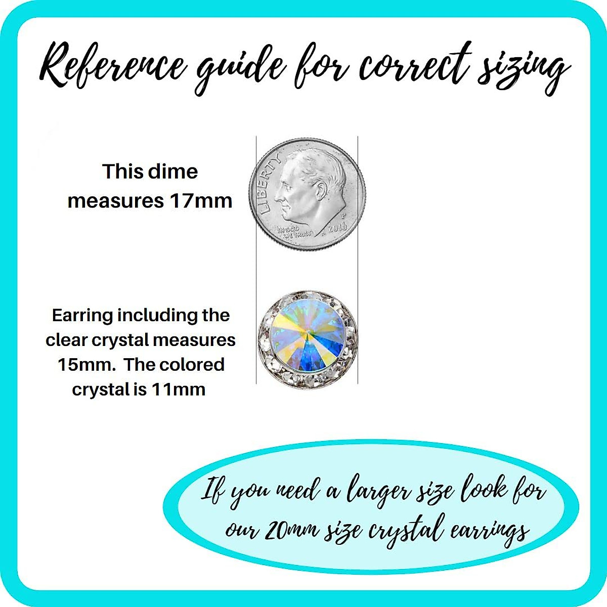 PammyJ Bridal Earrings | 15mm Crystal Round Earrings (AuroraBorealis)