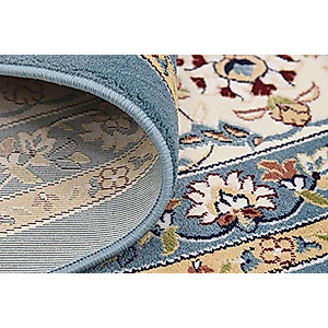 Unique Loom Narenj Collection Classic Traditional Textured Medallion Pattern Design Area Rug, 10' Round, Blue/Burgundy