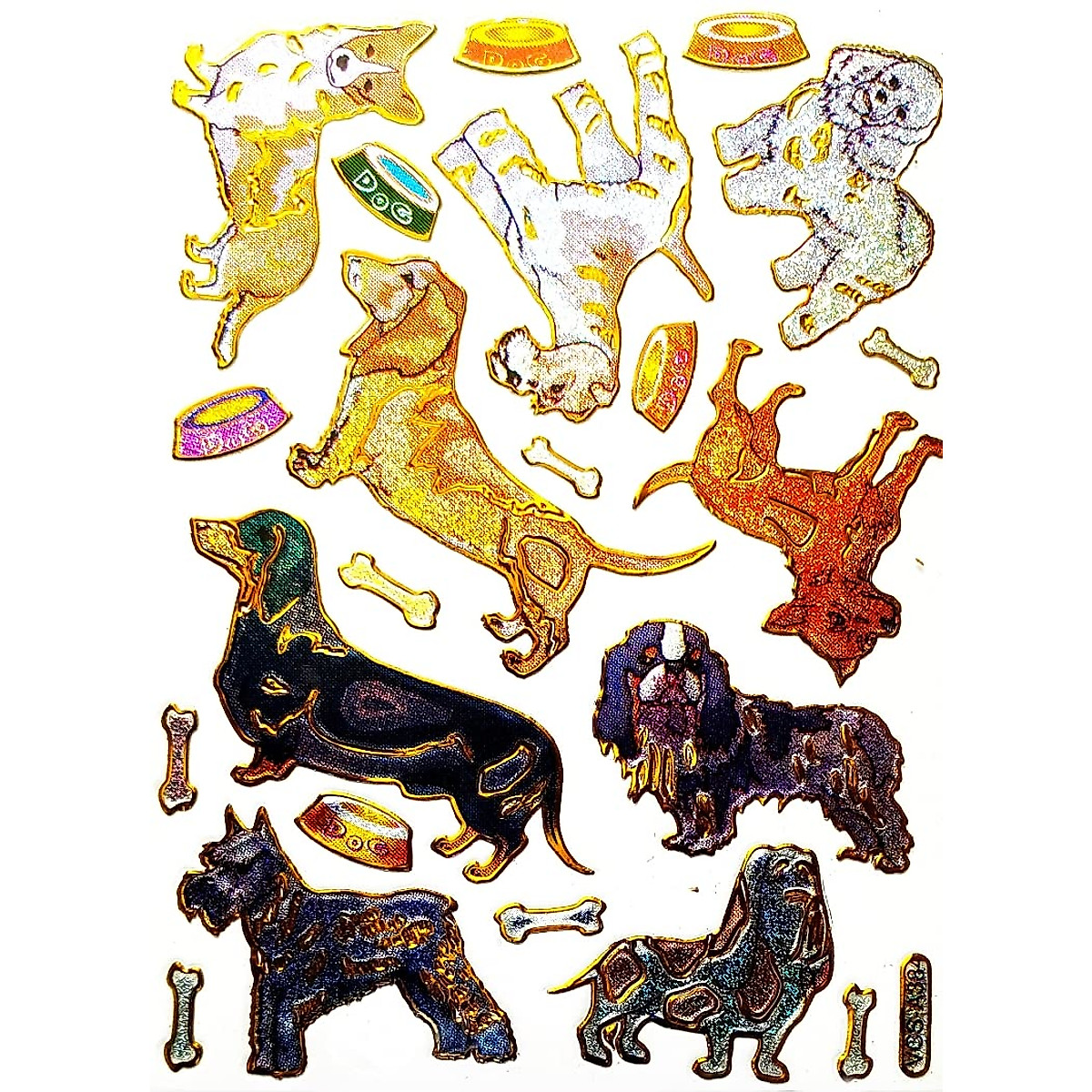 Stickers Glitter Pack 10 Sheets Dachshund Dog Puppy Dog Stickers Waterproof Removable Arts 3D Cartoon Kids Classic Toys School Sticker Craft Scrapbooking