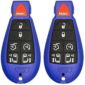 2 New Blue Keyless Entry 7 Buttons Remote Start Car Key Fob Fobik Shell / CASE M3N5WY783X, IYZC01C for Chrysler Town Country Dodge Grand Caravan Volkswagen Routan - (No Electronics or Chip Inside)