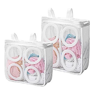 BAYTORY 2Pcs Shoe Washing Bag with Zipper, Mesh Laundry Bag for Washing Machine, Reusable and Durable, Wash Bag for Sneakers, Trainers, Running Shoes, Bras, Socks, Lingerie (1 Large and 1Medium)