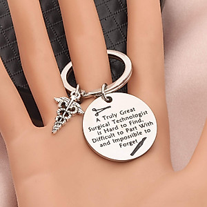 LQRI Surgical Technologist Gift Surgical Tech Keychain Gift A True Great Surgical Technologist is Hard to Find Keychain Medical Jewelry Surgical Nurse Doctor Gift(sliver)
