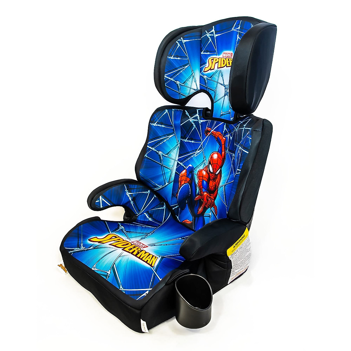 KidsEmbrace Marvel Spider Man High Back Toddler Car Seat Convertible to Backless Booster with Cup Holder and Adjustable Seat Belt, Blue