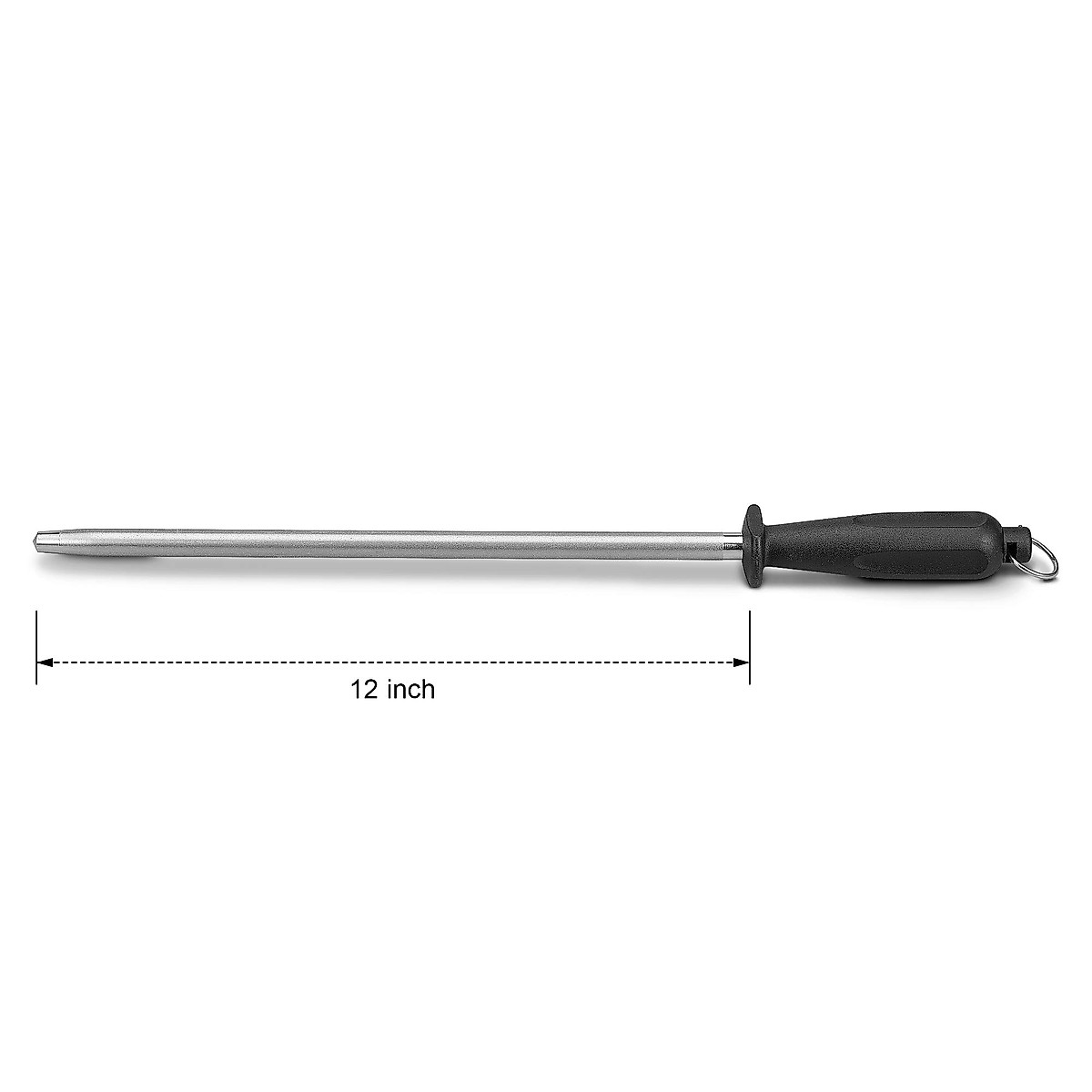 Professional Diamond Brushed Steel Black Knife Sharpening Steel, 12 Inch