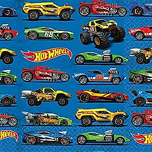 Hot Wheels Wild Racer Birthday Party Supplies Bundle Pack for 16 includes Dessert Plates, Napkins, Cups, Table Cover
