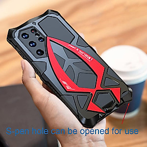 Lunivop for Samsung Galaxy s22 Ultra case (5G 6.8 inch 2022) Metal Rugged Heavy Duty The Inner Silicone Armor Cover with Camera Protection Shockproof Phone Case Funda Military Grade (Black red)