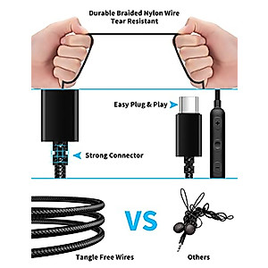 TITACUTE USB C Headphone Wired Earphone in-Ear Magnetic Earbud for Samsung A53 S22 S21 S20 FE Galaxy Z Flip Fold Noise Headset with Microphone iPad Pro Air Google Pixel 6 7 OnePlus, TITACUTE0476