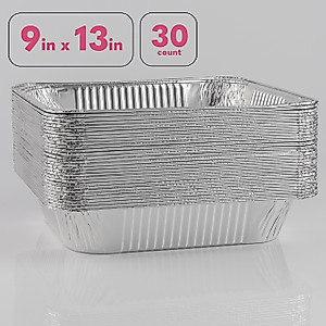 XpressPak Aluminum Pans - 9X13 Disposable Baking Foil Pans - [30-Pack] - Half Size, Deep Steam Table Pans For Baking, Roasting, Transporting, Serving, Freezing, Storing & Food Prepping