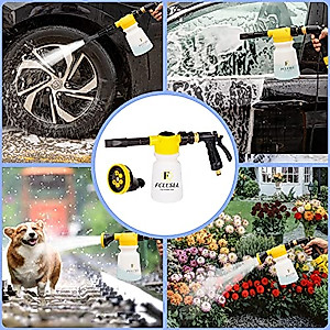 FCLUSLL 27Pcs Car Wash Kit with Foam Gun Sprayer, Car Cleaning Kit with 6 in 1 Adjustable Nozzle Drill Brush Set Tire Polishing Applicator Pad Wash Mitt Towel, Quick Connects to Most Garden Hose