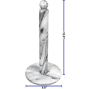 Greenco White Marble Paper Towel Holder, Hand Crafted, 12.5” H x 5.5” W