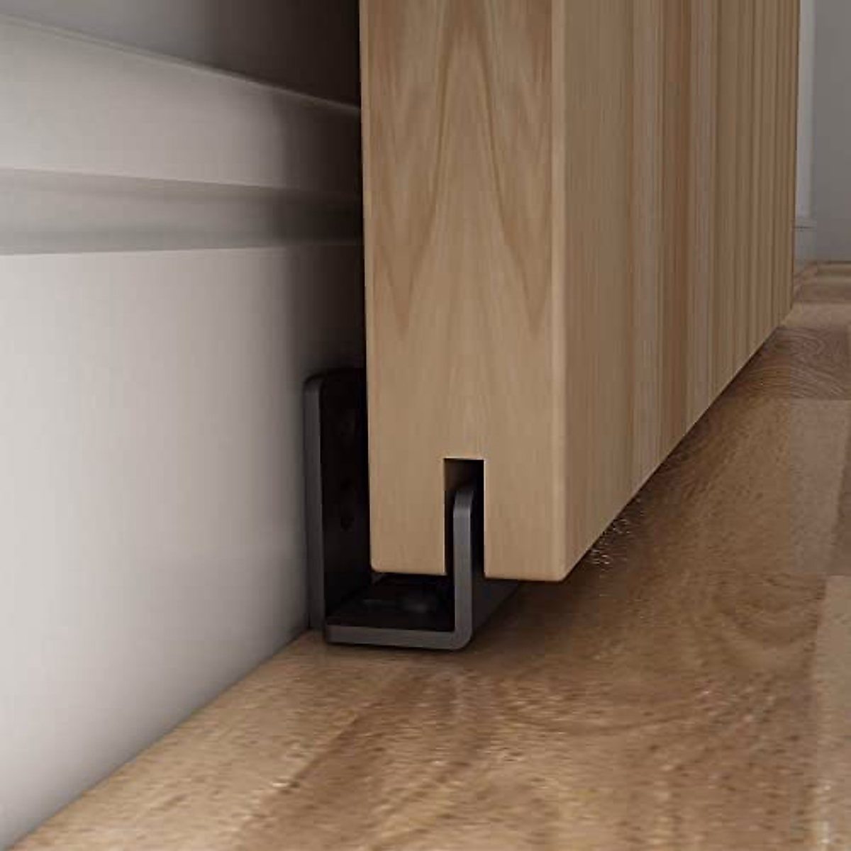 JUGREAT Barn Door Floor Guides Sliding Door Hardware Matte Black Wall Mount Up to 1-3/8"W 1-1/4"H (2 Pack)