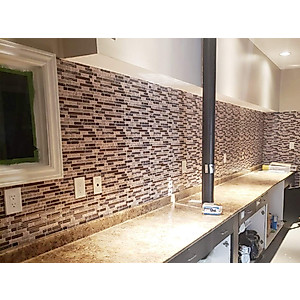 STICKGOO 10-Sheet Peel and Stick Wall Tile, Self-Adhesive Kitchen Backsplash in Sandstone (Thicker Design)