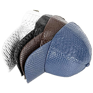 JNKET Fashion Mens Crocodile Pattern Baseball Cap PU Leather Hats for Women Adjustable Outdoor Sports Hats (Black)