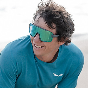 SMITH Wildcat Sunglasses with ChromaPop Lens – Shield Lens Performance Sports Sunglasses for Biking, MTB & More – For Men & Women – Matte Cement Viz + Green Mirrored Lens