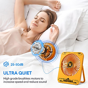 XINGLINSHOE battery powered fan 2000mAH 180° Adjustable small desk fan battery powered 3 Speeds Strong slim usb fan for Office,Bedroom,Home,Desktop,Camping(Yellow)