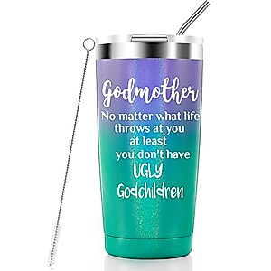 JERIO Godmother Gifts from Godchild,Godparent Proposal Gift - 12 oz Stainless Steel Wine Tumbler Gifts Perfect Mother’s Day Christmas gifts for God Mom