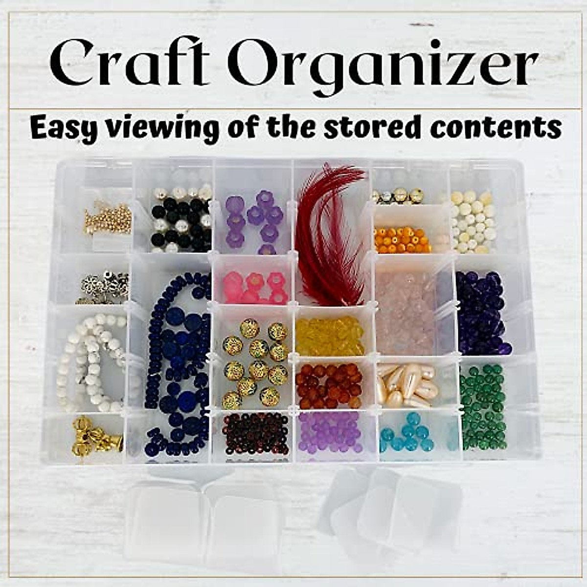 Bead Organizers and Storage - Plastic Compartment Tackle Art Bin Rock Craft Screw Thread Small Parts Collection Box Containers with Lids for Kid 2 Packs 36 Grids
