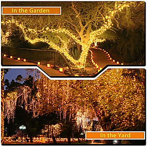 OZS 2 Pack 144FT 400LED Solar String Lights Outdoor, Waterproof 8 Modes Solar Outdoor Tree Lights,Green Wire Solar Lights Outdoor for Garden, Patio, Party, Wedding, Christmas Decorations (Warm White)