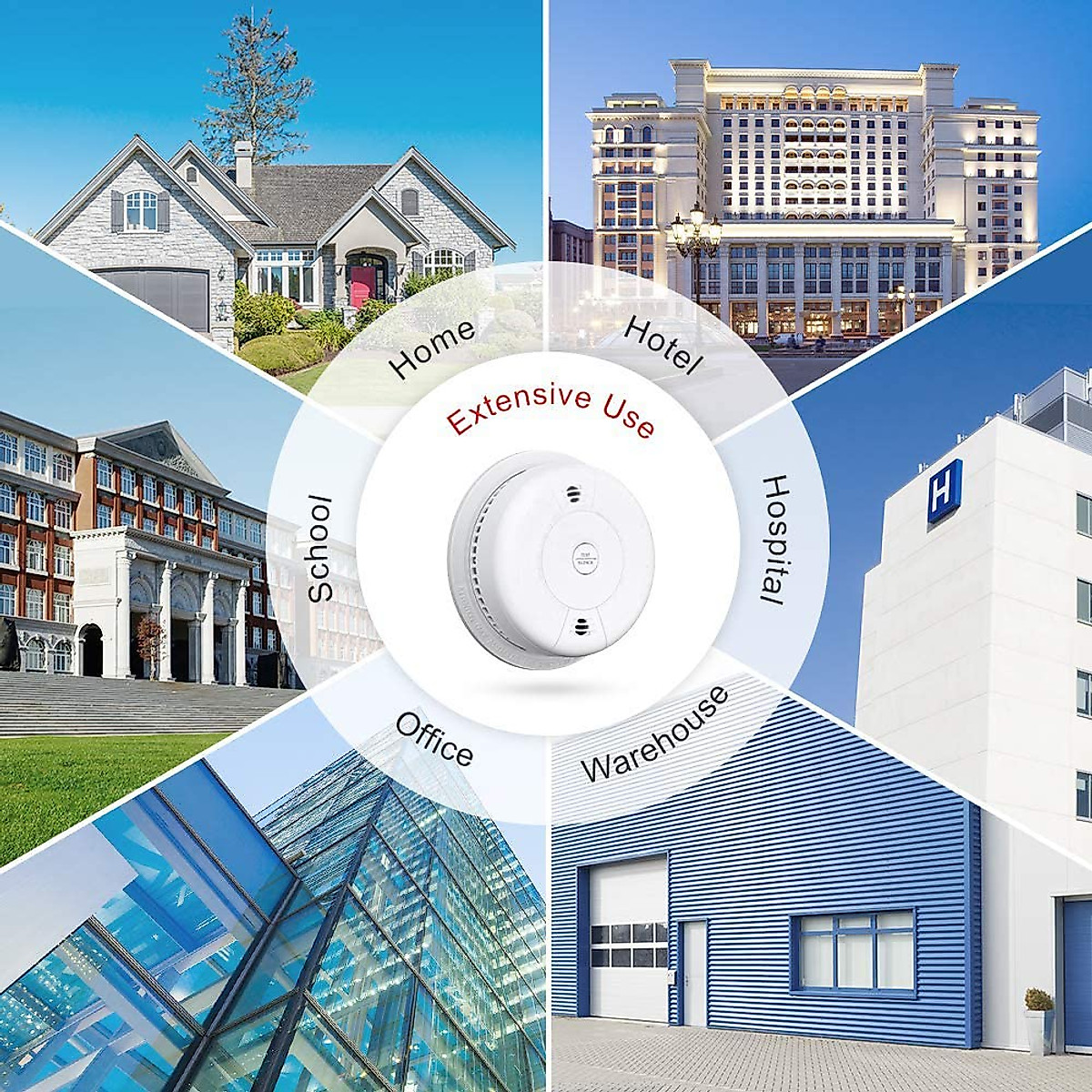 Combination Smoke and Carbon Monoxide Detector Alarm, Beeps Warning Smoke and CO Alarms for Basements Travel Home Office House Bedroom Living Room Car, Battery Operated,Comply with UL 217/2034, 1-Pack