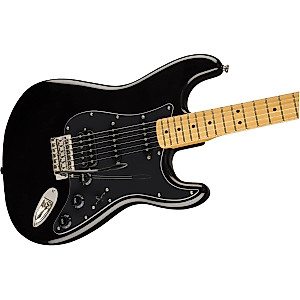 Squier Classic Vibe 70s Stratocaster Electric Guitar, with 2-Year Warranty, Black, Maple Fingerboard