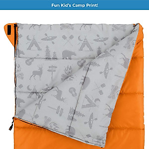 CORE Youth Indoor/Outdoor Sleeping Bag - Great for Kids, Boys, Girls - Ultralight and Compact Perfect for Backpacking, Hiking, Camping, and Sleepovers (Orange)