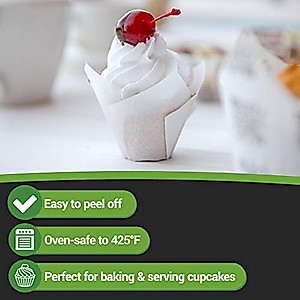 Restaurantware 2 Ounce Tulip Baking Cups, 200 Oven-Ready Cupcake Liners - Freezable, Disposable, Sugar White Paper Muffin Cases, For Wedding Parties, Baby Showers and More