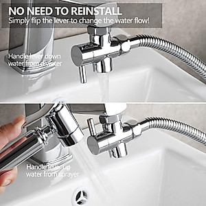 Tecmolog Faucet Diverter Valve Brass Kitchen Sink Faucet Valve Splitter with Aerator and Male Threaded Adapter M22 x M24 Chrome, SBA021E